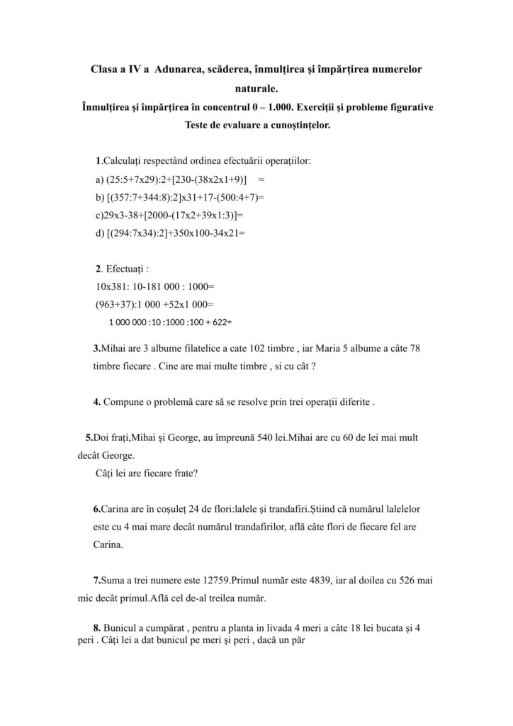 AcademiaABC – Clasa a IV-a Înmulţirea şi împărţirea în concentrul 0 – 1.000
