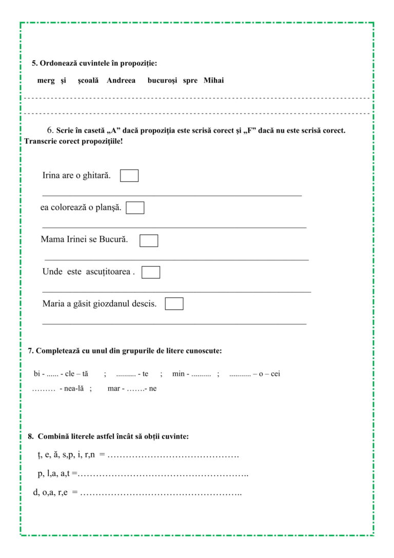 AcademiaABC – Evaluare inițială CLR clasa a II-a (Fișă de lucru)