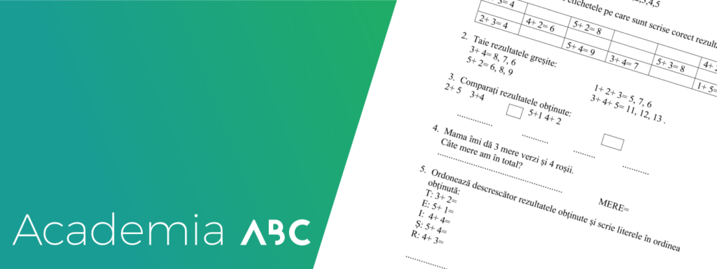 AcademiaABC – Fișă de lucru Adunarea cu 1, 2, 3, 4, 5