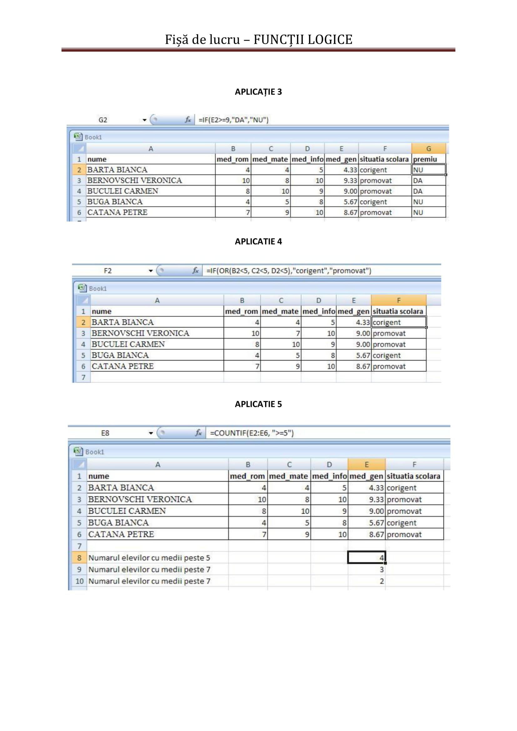 AcademiaABC – Fișă de lucru-Funcții logice(TIC-clasa a X-a)