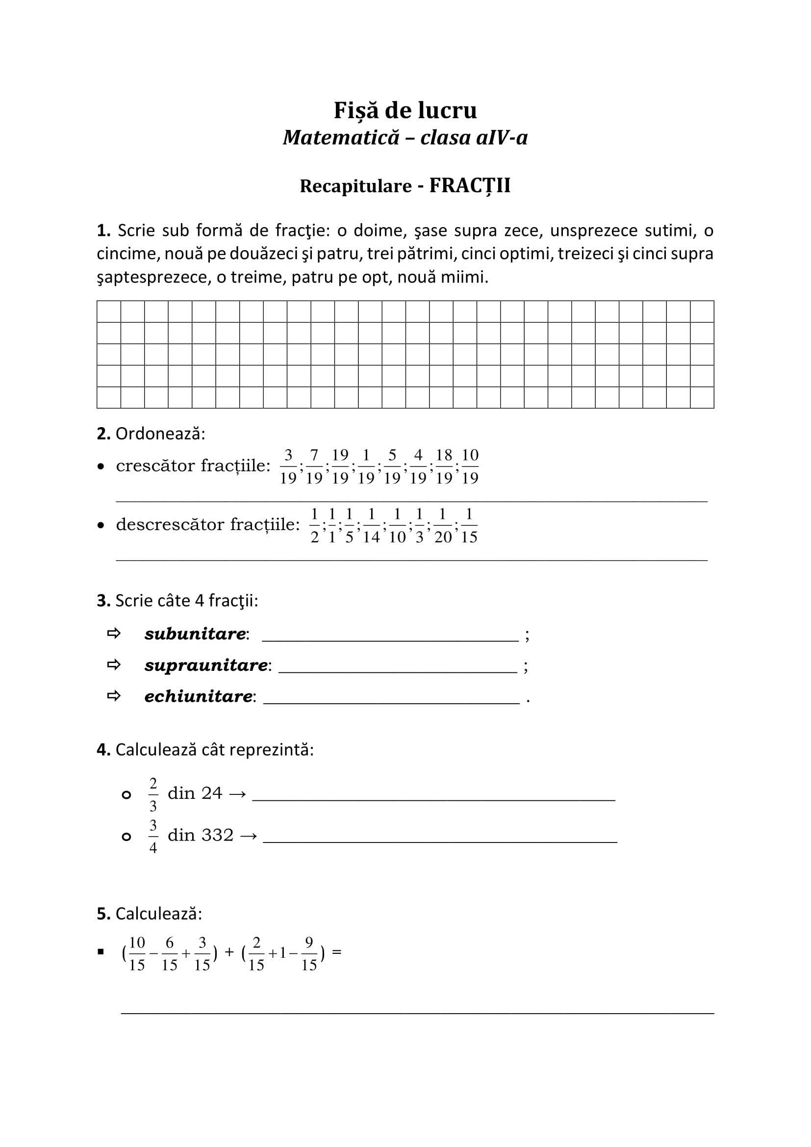 AcademiaABC – Fișă de lucru-Fracții