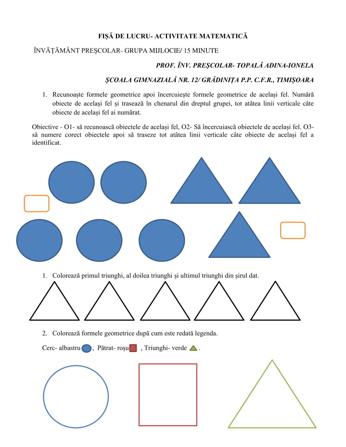 AcademiaABC – Fișă de lucru 2-Activitate matematică, grupa mijlocie
