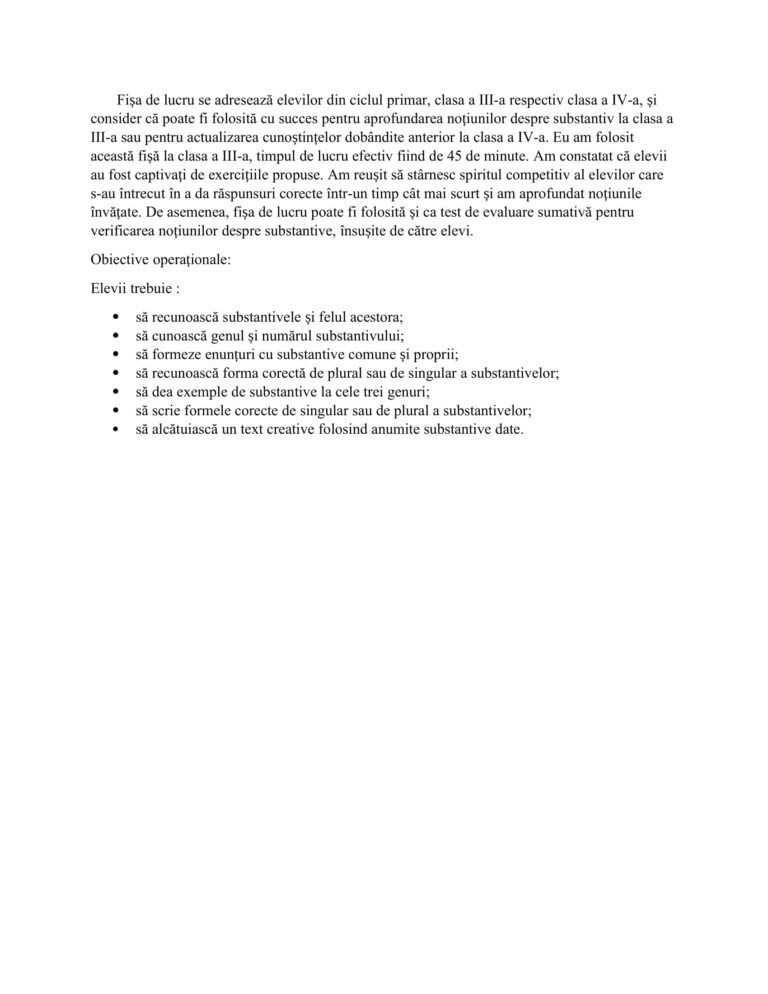 AcademiaABC – Fișă de lucru-Substantivul