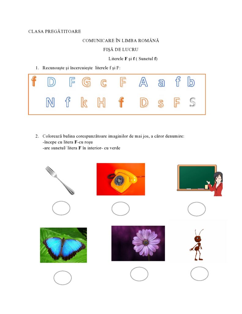 AcademiaABC – Fișă de lucru-Sunetul și litera f, F