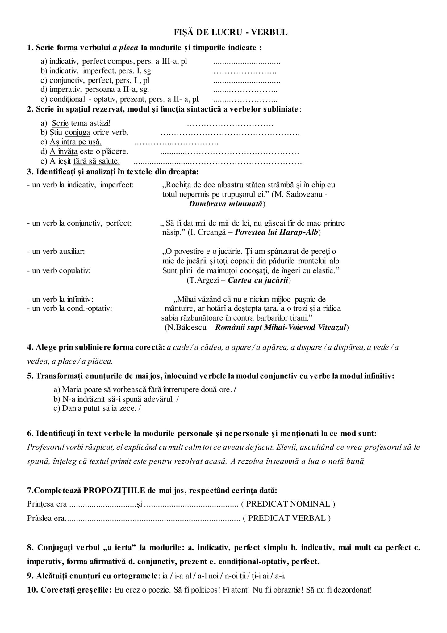 AcademiaABC – Fișă de lucru-Verbul