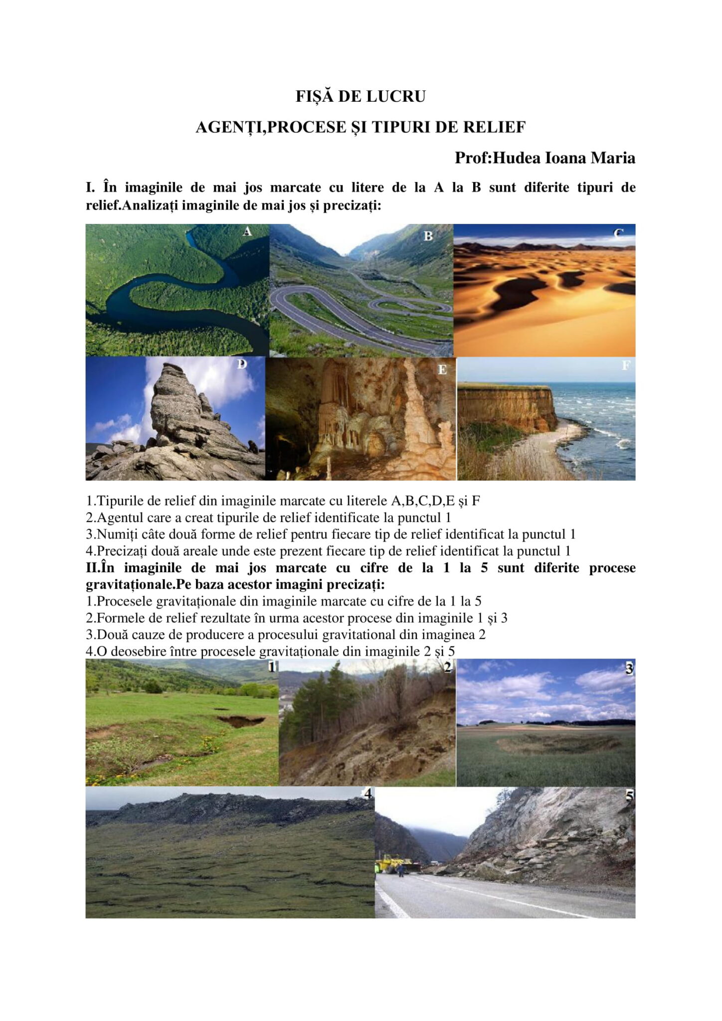 AcademiaABC – Fișă de lucru Geografie-Agenți, procese și tipuri de relief