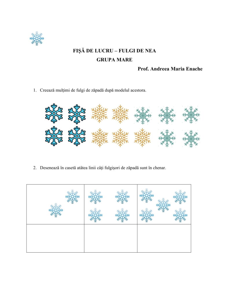 AcademiaABC – Fișă de lucru-Fulgi de nea Grupa mare
