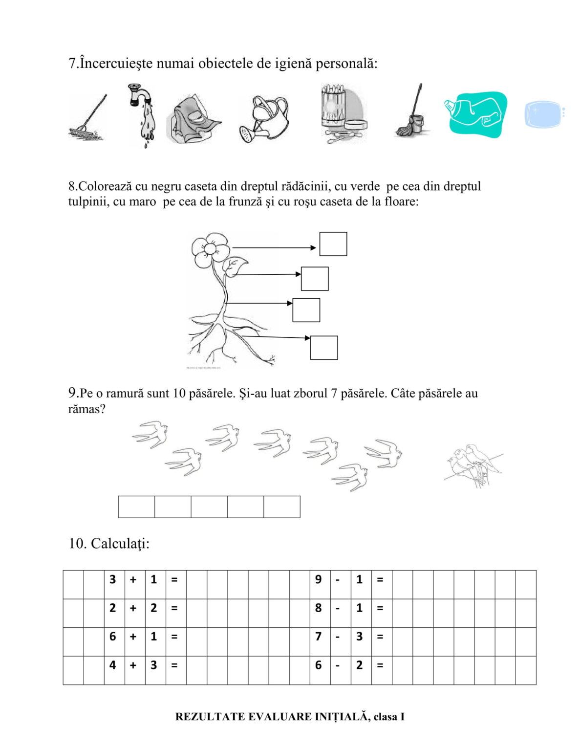 AcademiaABC – Test de evaluare inițială MEM – clasa I
