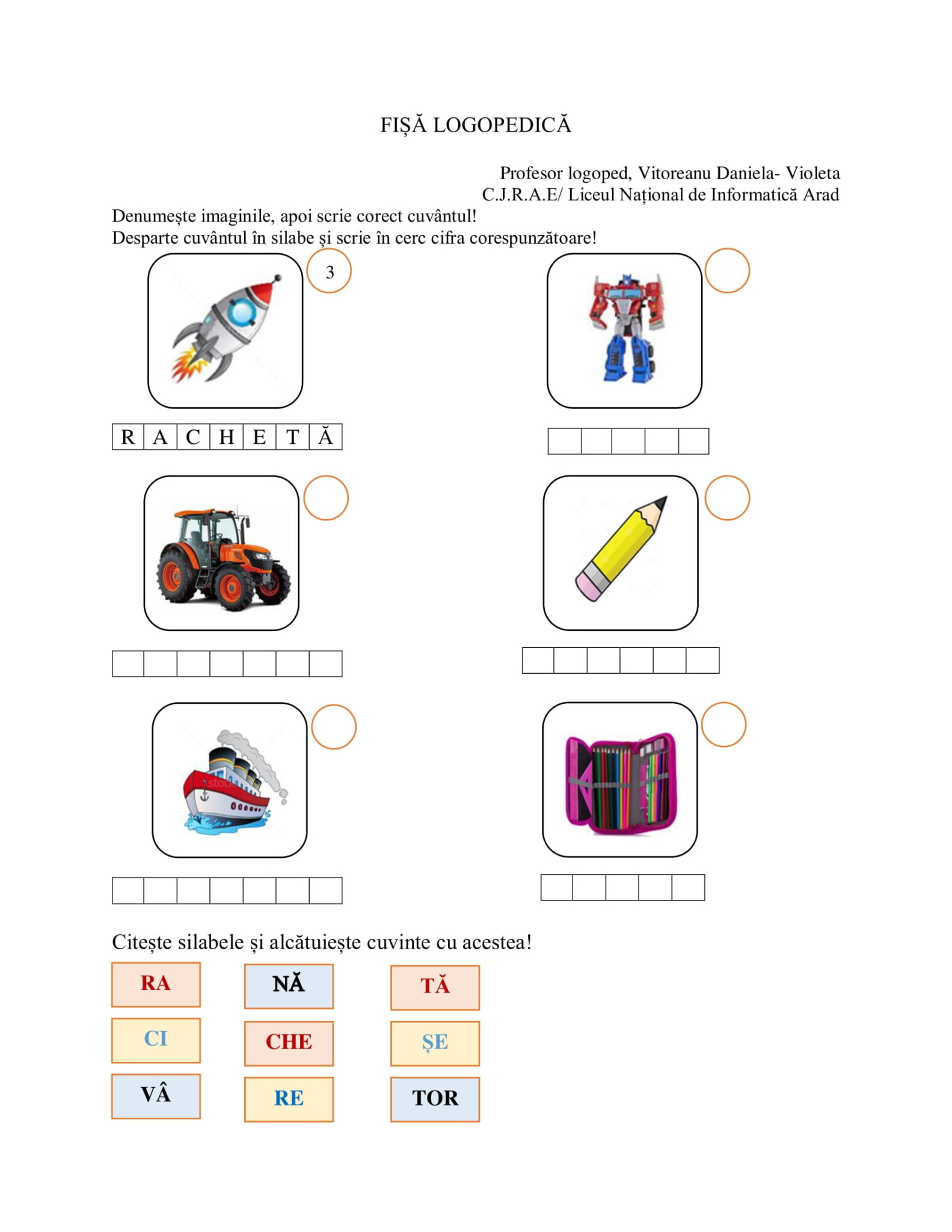 AcademiaABC – Set fișe de lucru de logopedie(partea 1)