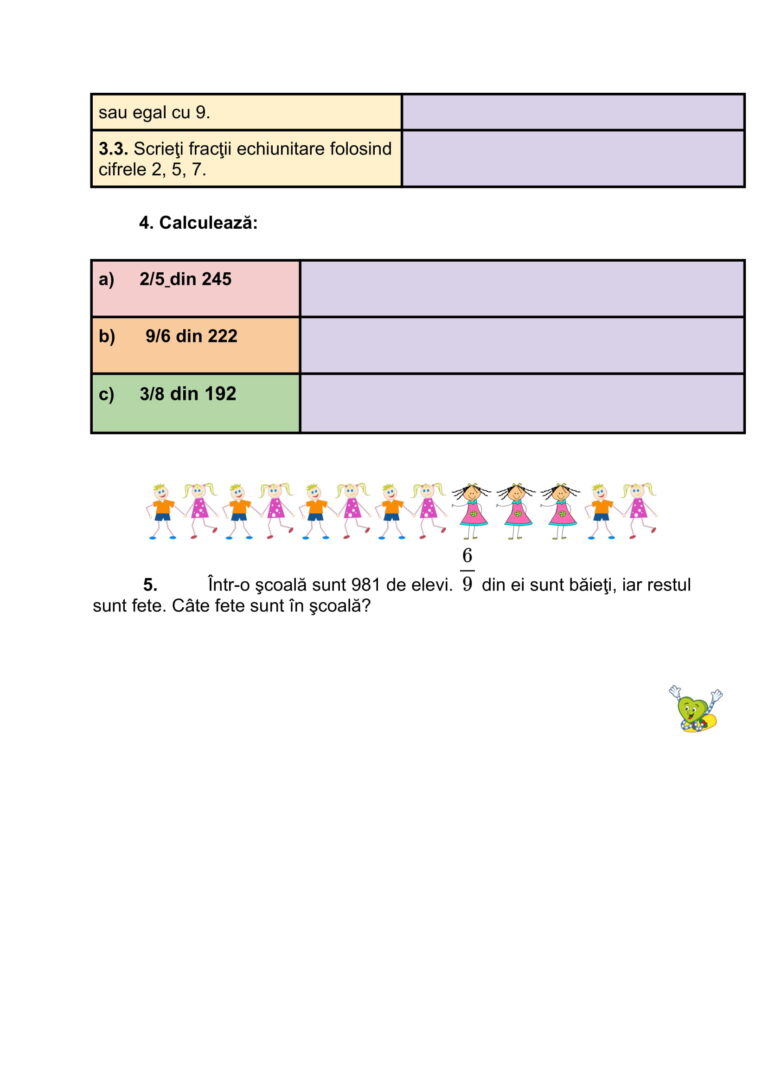 AcademiaABC – Fișă de lucru-Fracții Clasa a IV-a