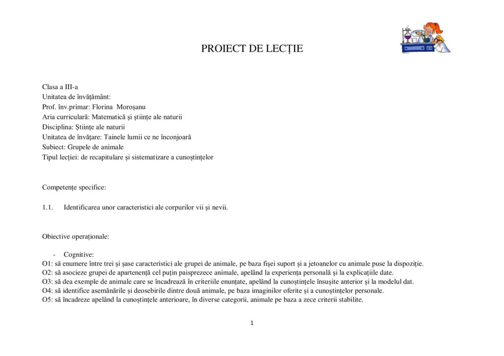 AcademiaABC – Proiect didactic-Grupele de animale