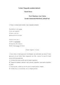 AcademiaABC – Fișă de lucru- Verbul. Timpurile modului indicativ