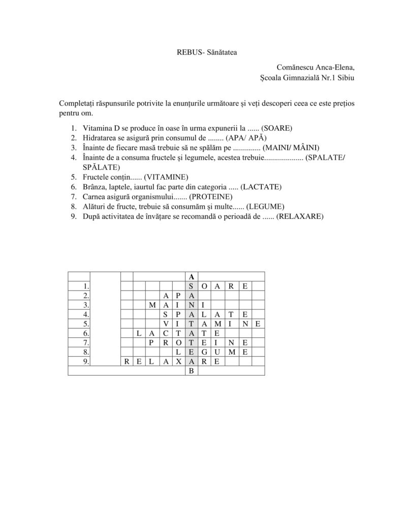 AcademiaABC – Rebus-Sănătatea