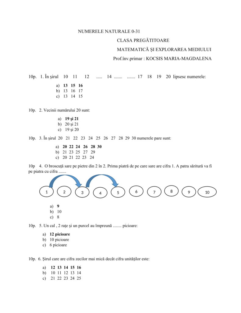 AcademiaABC – Fișă de lucru Numerele naturale 0-31