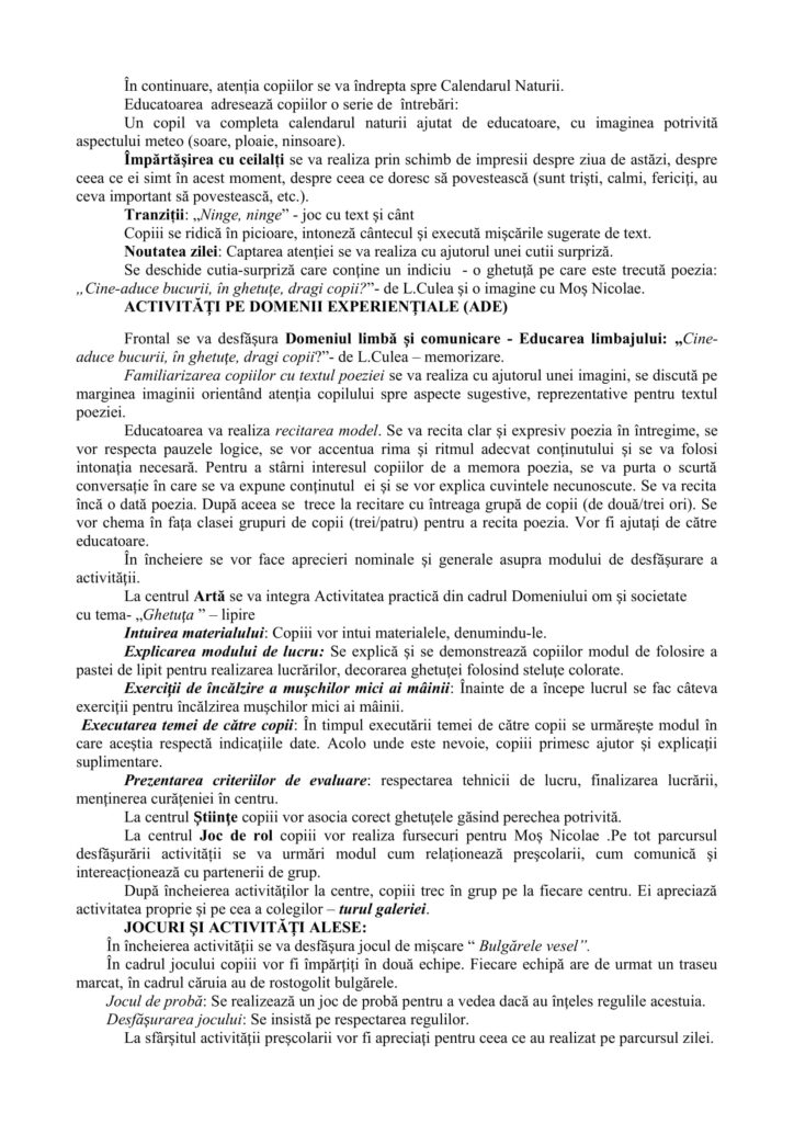 AcademiaABC – Proiect didactic Grădiniță-„În așteptarea lui Moș Nicolae”