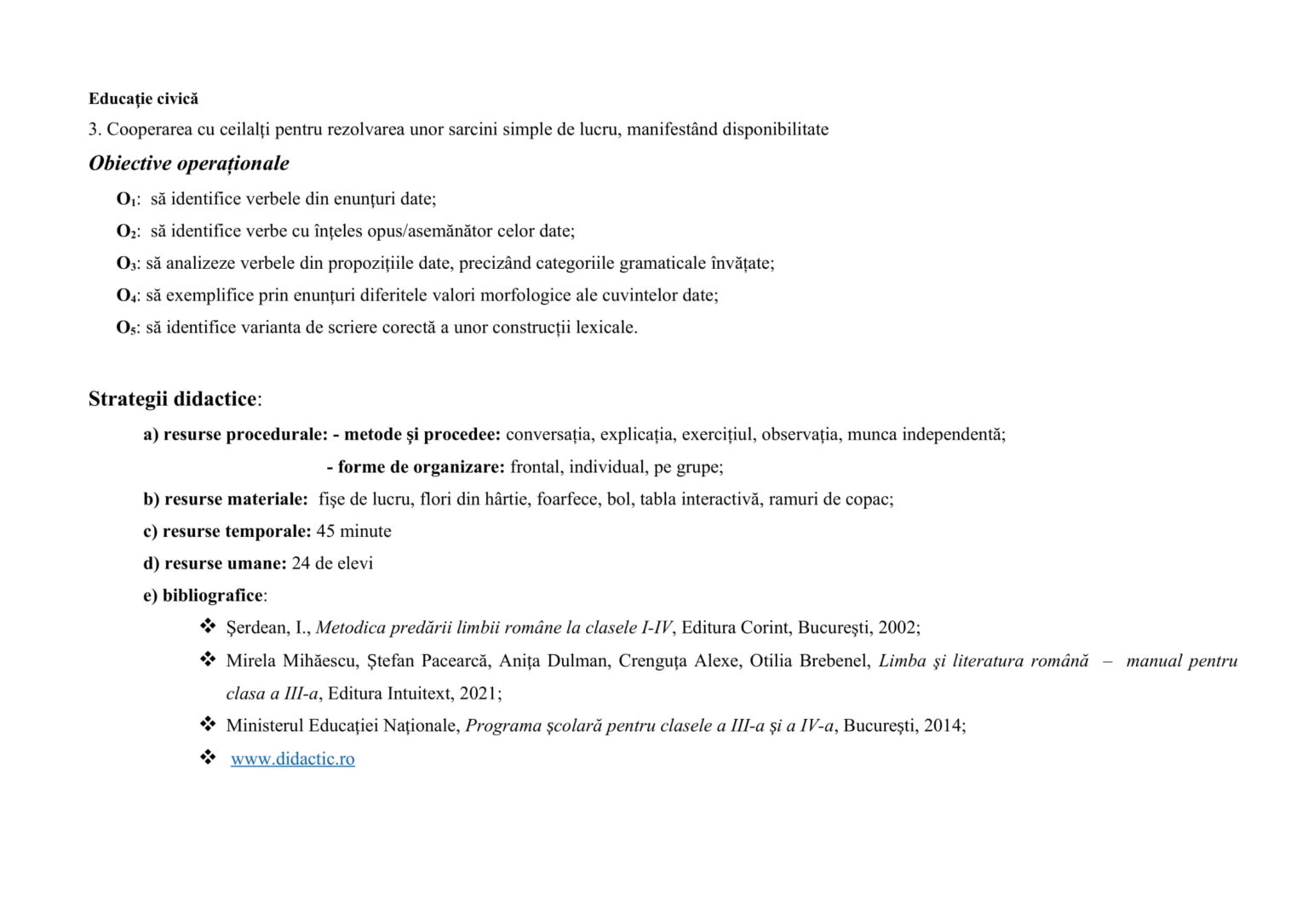 AcademiaABC – Proiect didactic-Verbul Clasa a III-a