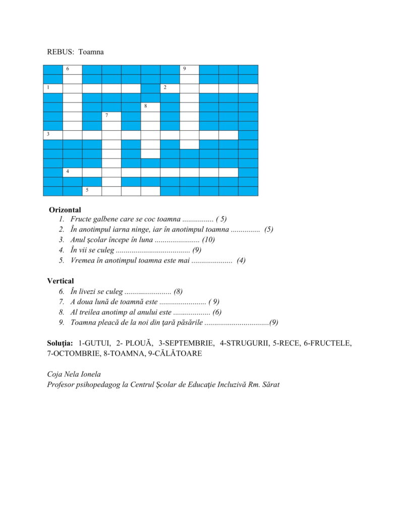 AcademiaABC – Învățământ special-Rebus Toamna