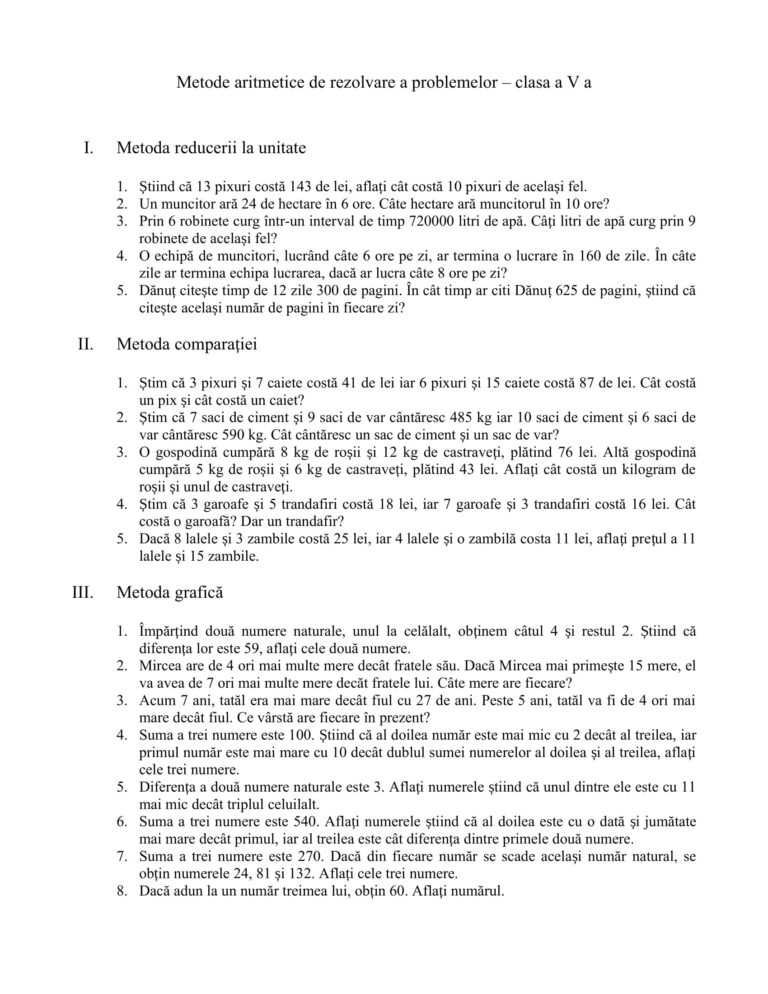 AcademiaABC – Metode aritmetice de rezolvare a problemelor Clasa a V-a