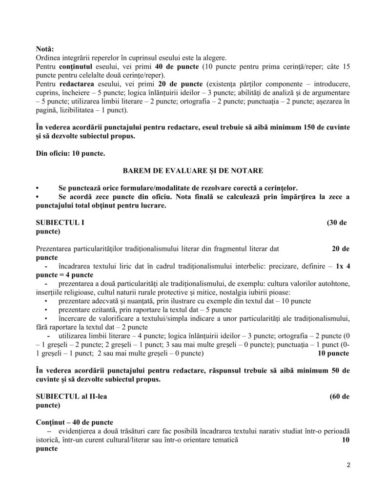 AcademiaABC – Model subiect parțial de Bacalaureat-Limba și literatura ...