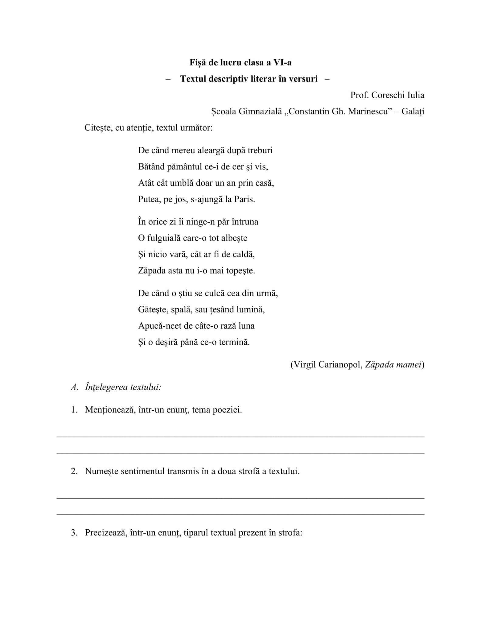 AcademiaABC – Textul descriptiv literar în versuri- ,,Zăpada mamei” de ...