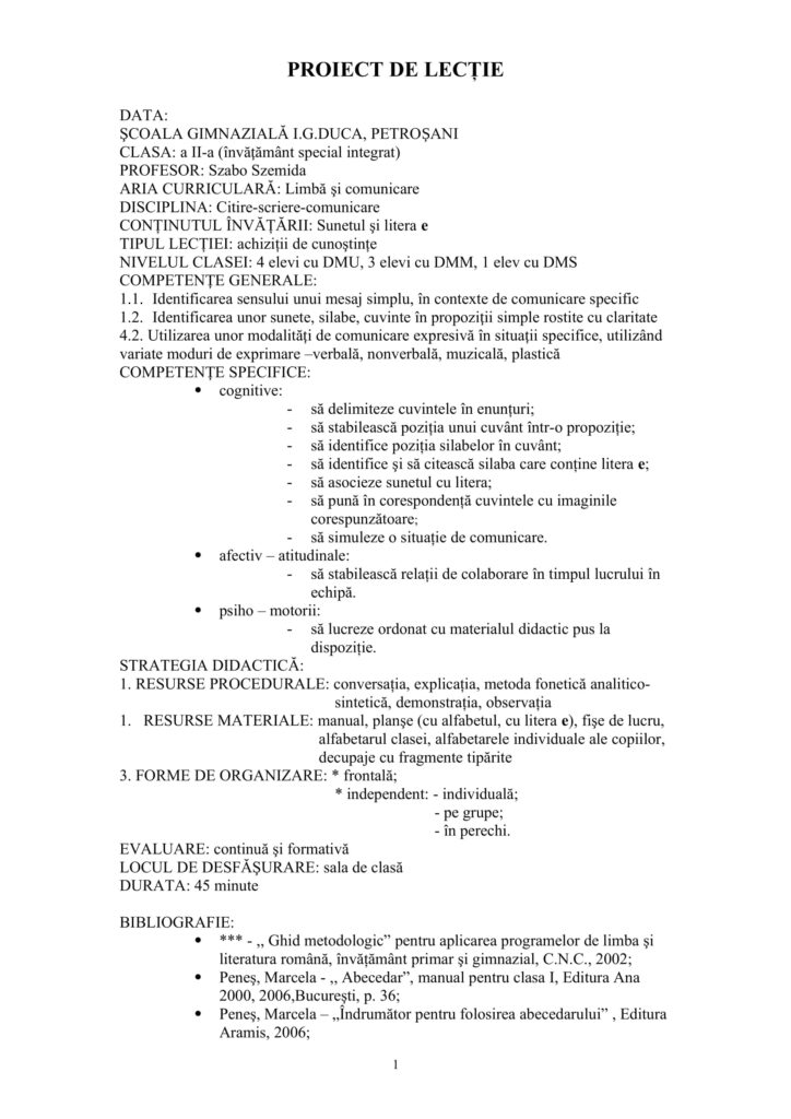 AcademiaABC – Proiect didactic Învățământ special integrat-Sunetul şi ...