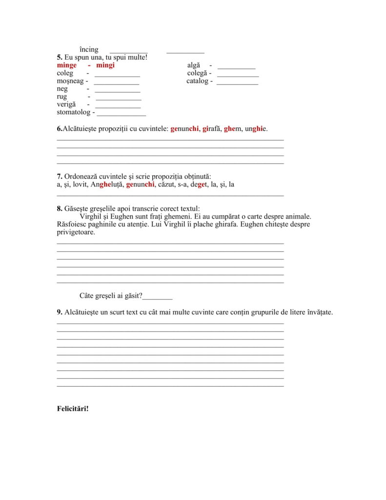 AcademiaABC – Fișă de lucru-Grupurile de litere ge, gi, ghe, ghi