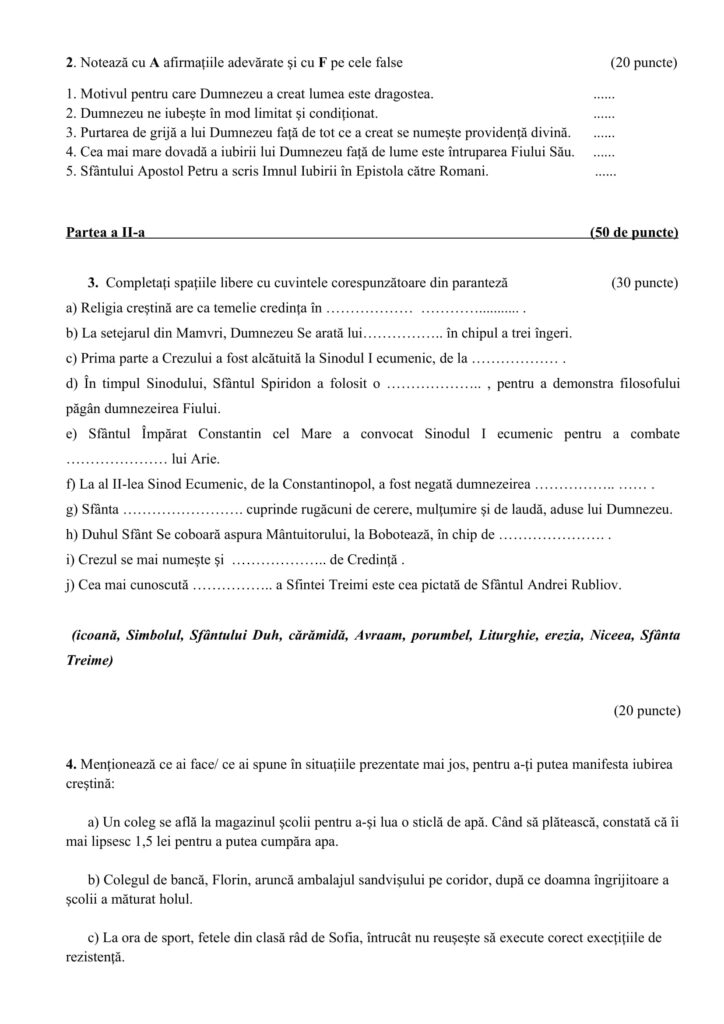 AcademiaABC – Evaluare Religie Clasa a VIII-a „Dumnezeu Se face cunoscut omului”