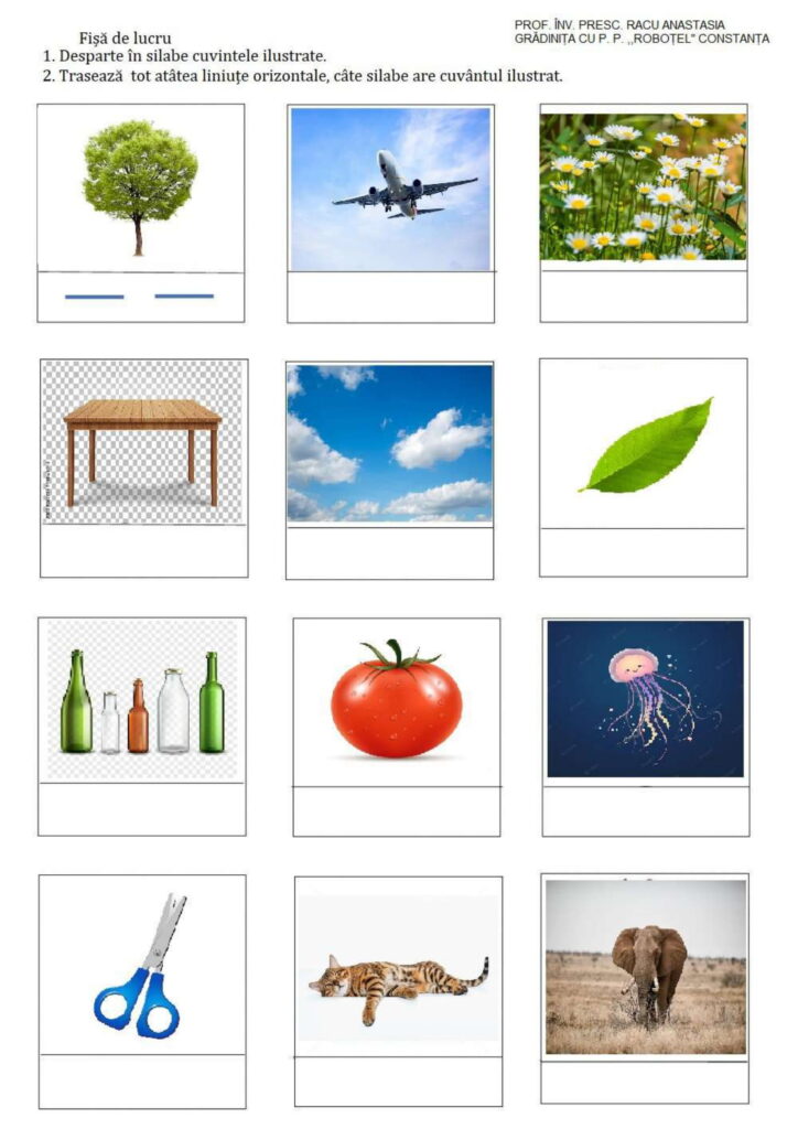 AcademiaABC – Fișă de lucru Grădiniță-Despărțirea în silabe