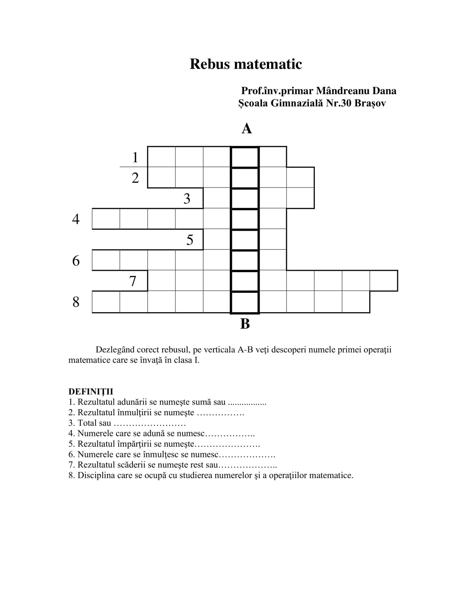 AcademiaABC – Rebus matematic Clasa I