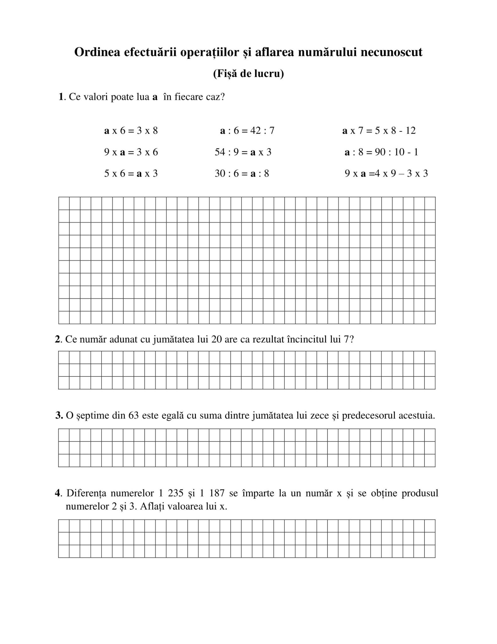 AcademiaABC – Fișă de lucru-Ordinea efectuării operațiilor și aflarea numărului necunoscut