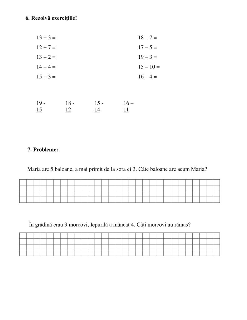 AcademiaABC – Fișă de lucru Matematică Clasa I