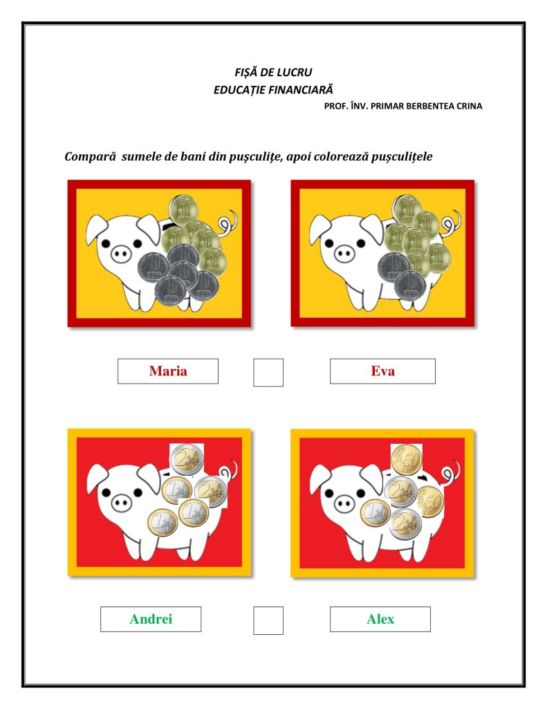 AcademiaABC – Fișă de lucru-Educație financiară