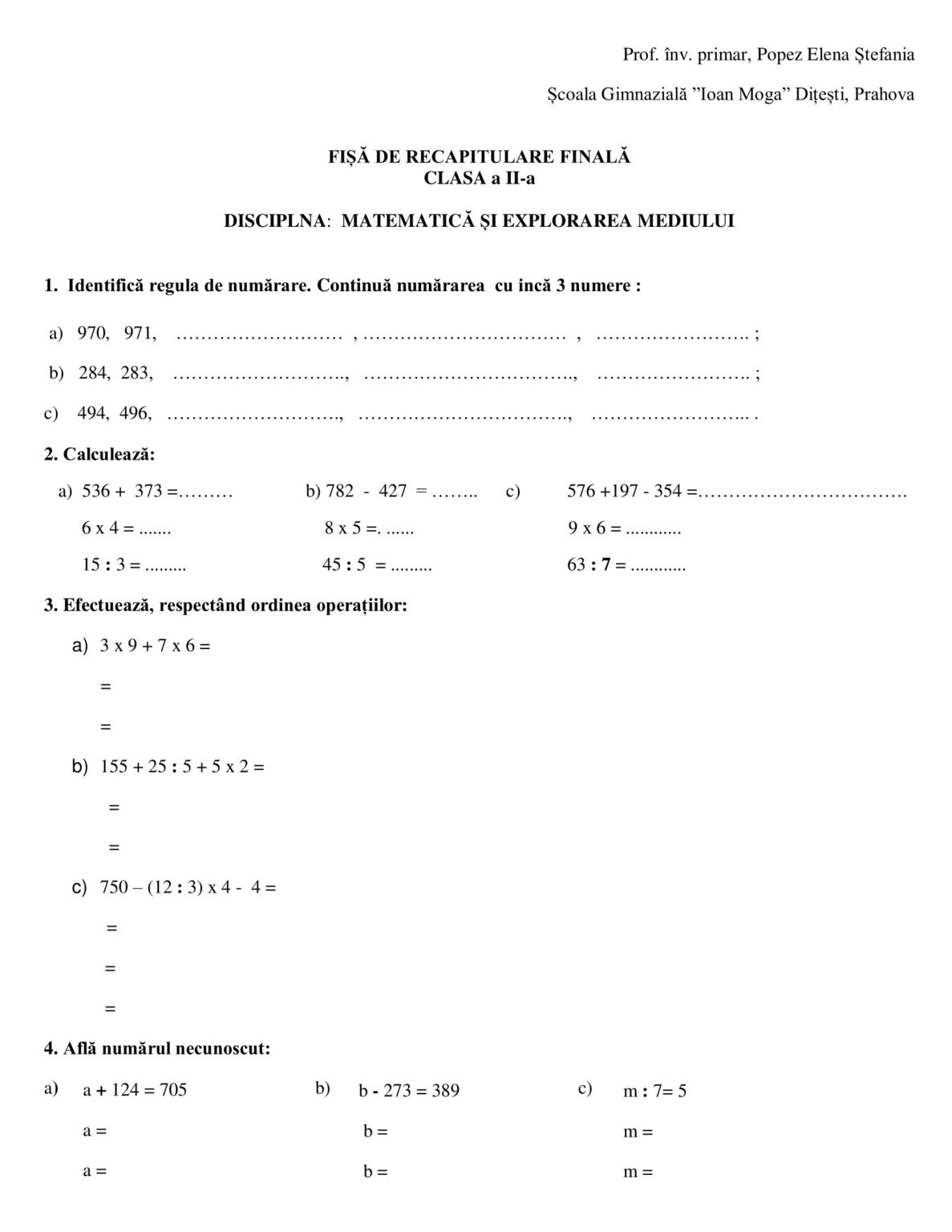 AcademiaABC – Recapitulare finală-Matematică Clasa a II-a