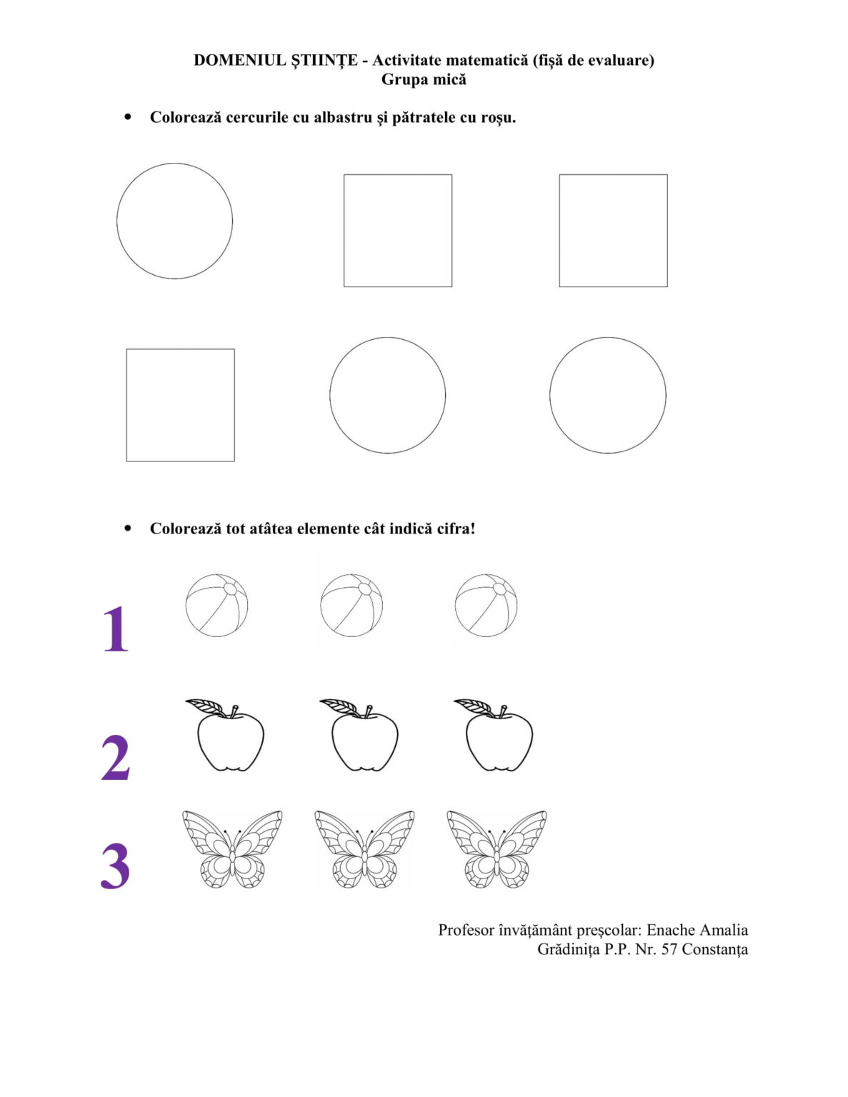 AcademiaABC – Fișă de evaluare-Activitate matematică Grupa mică