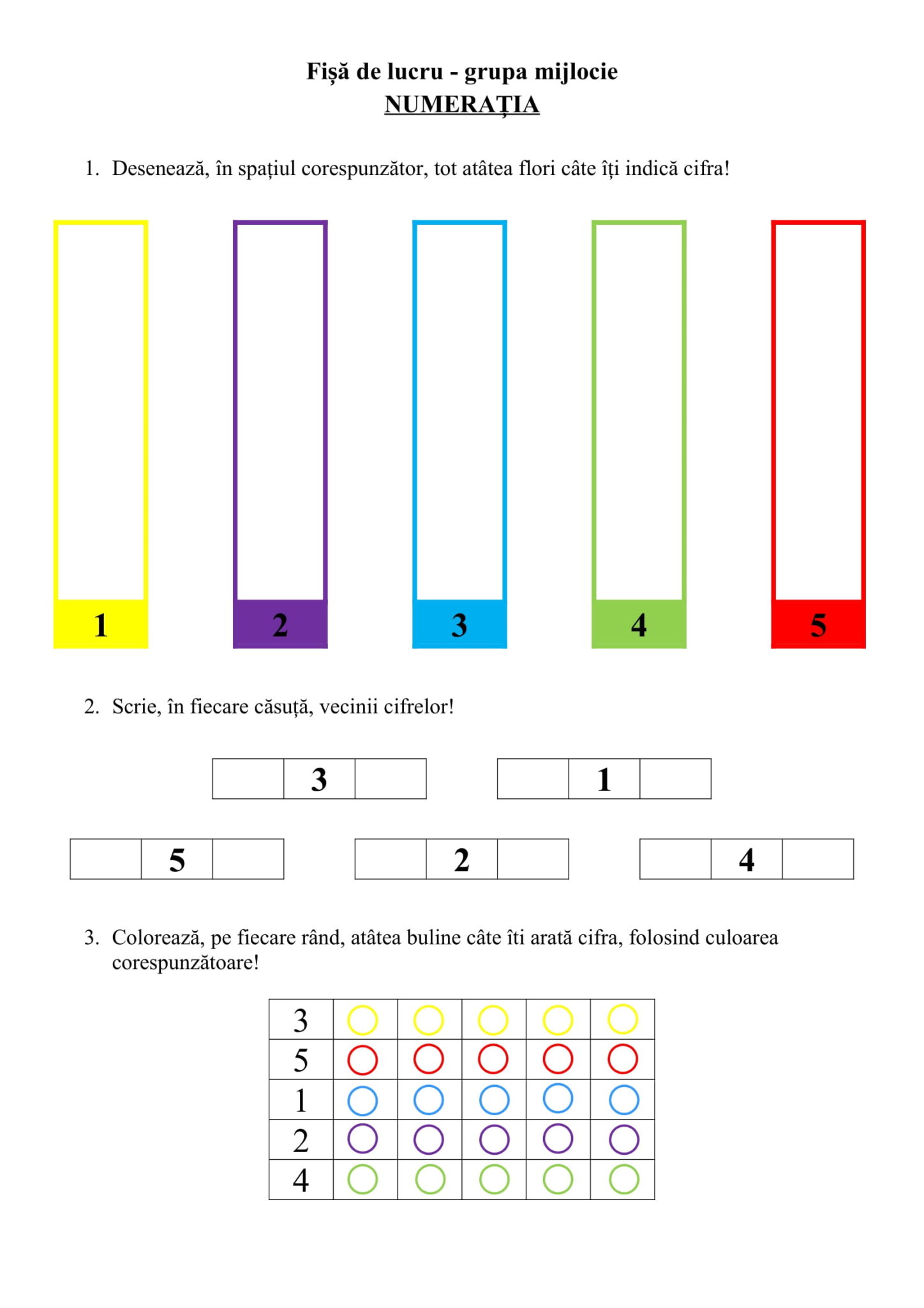 AcademiaABC – Fișă de lucru Grupa mijlocie-Numerația