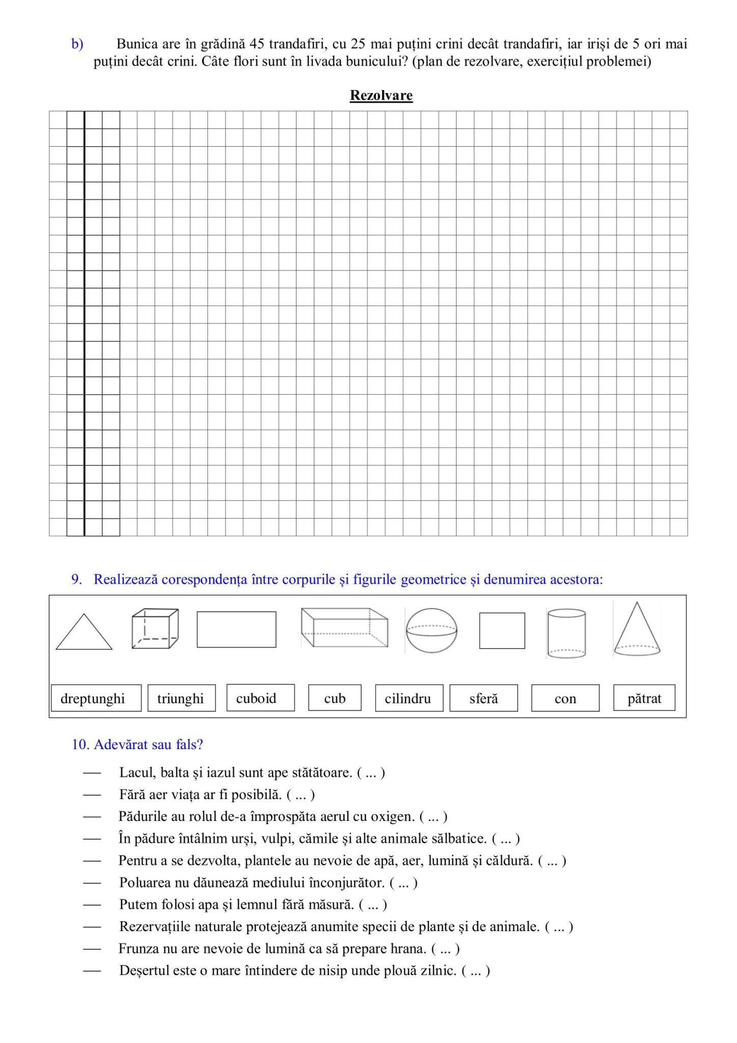 AcademiaABC – Fișă de lucru recapitulativă-MEM Clasa a II-a