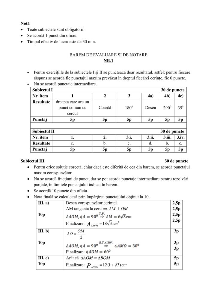 AcademiaABC – Evaluare sumativă Matematică-Cerc Clasa a VII-a