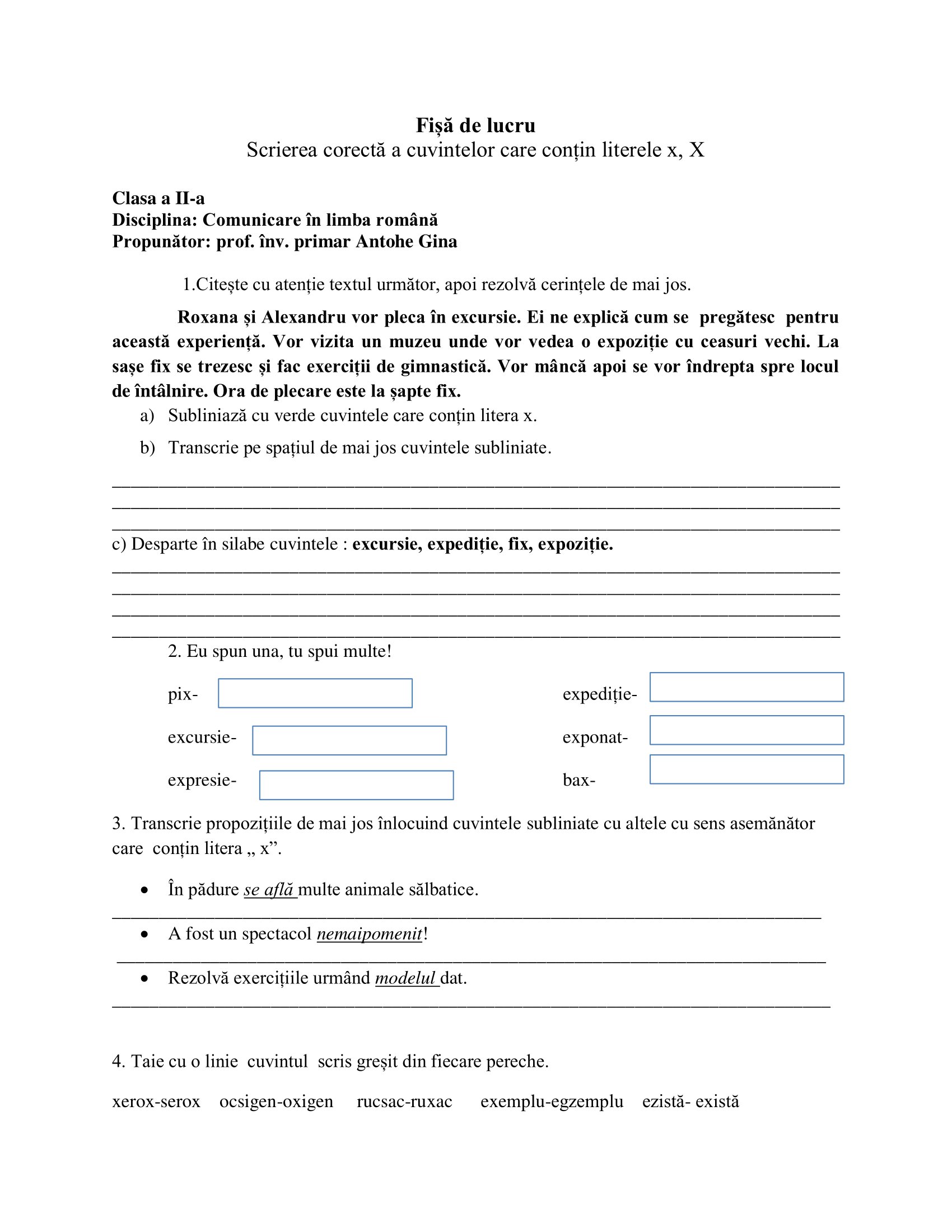 AcademiaABC – Scrierea corectă a cuvintelor care conțin literele x, X