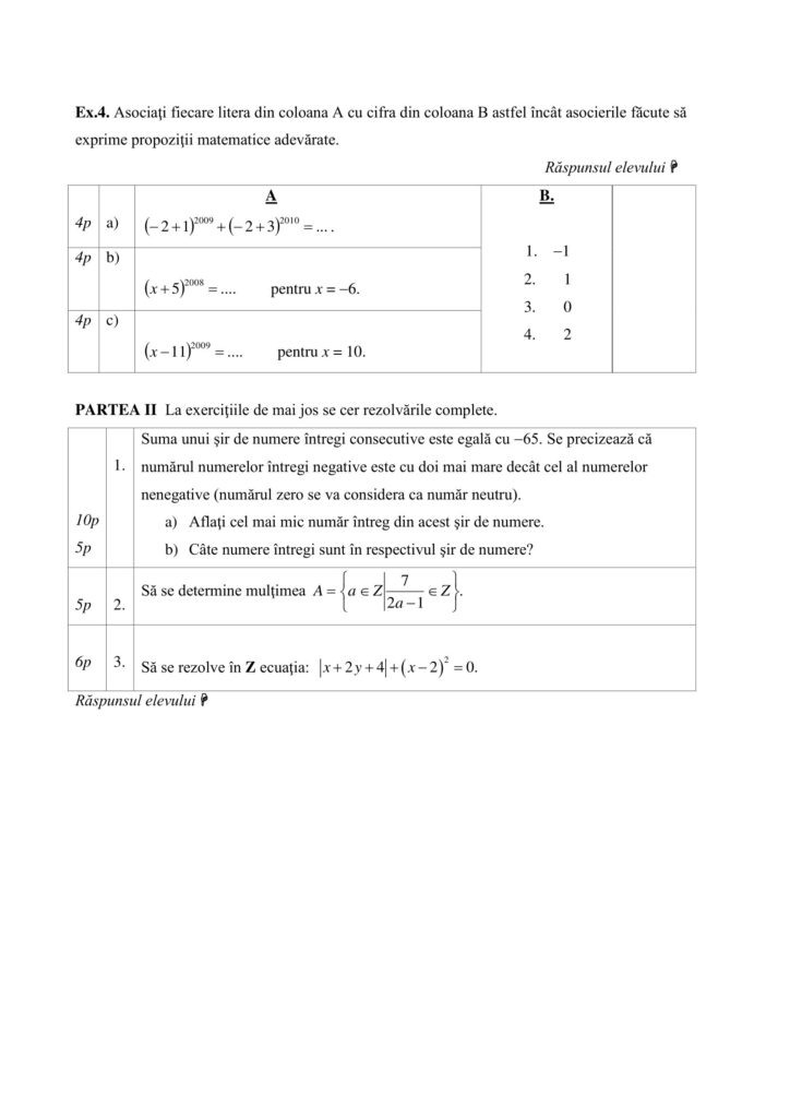 AcademiaABC – Fișa nr. 2-Matematică Numere întregi Clasa a VI-a (Dezvoltare)