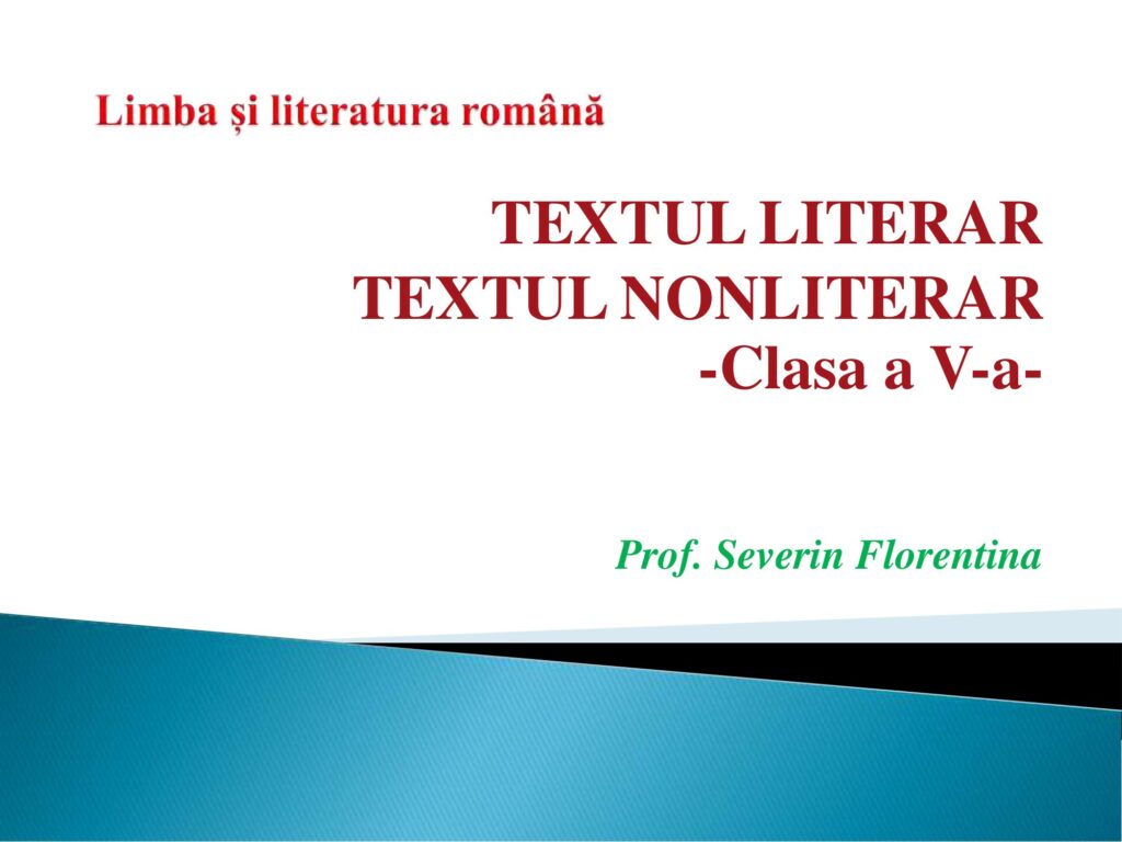 AcademiaABC – Textul literar. Textul nonliterar-Clasa a V-a