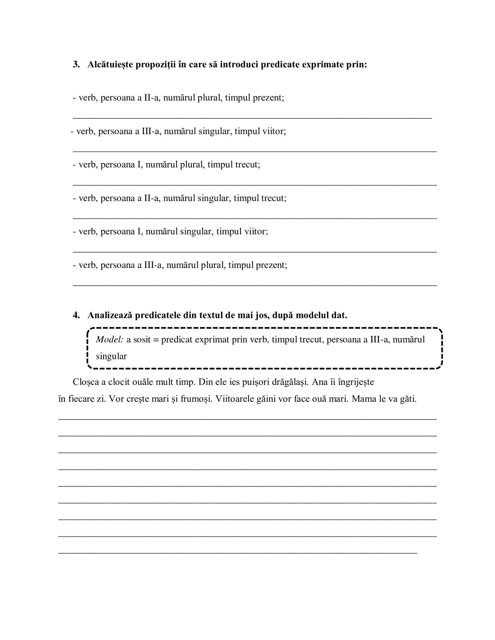 AcademiaABC – Fișă de lucru Clasa a IV-a Predicatul