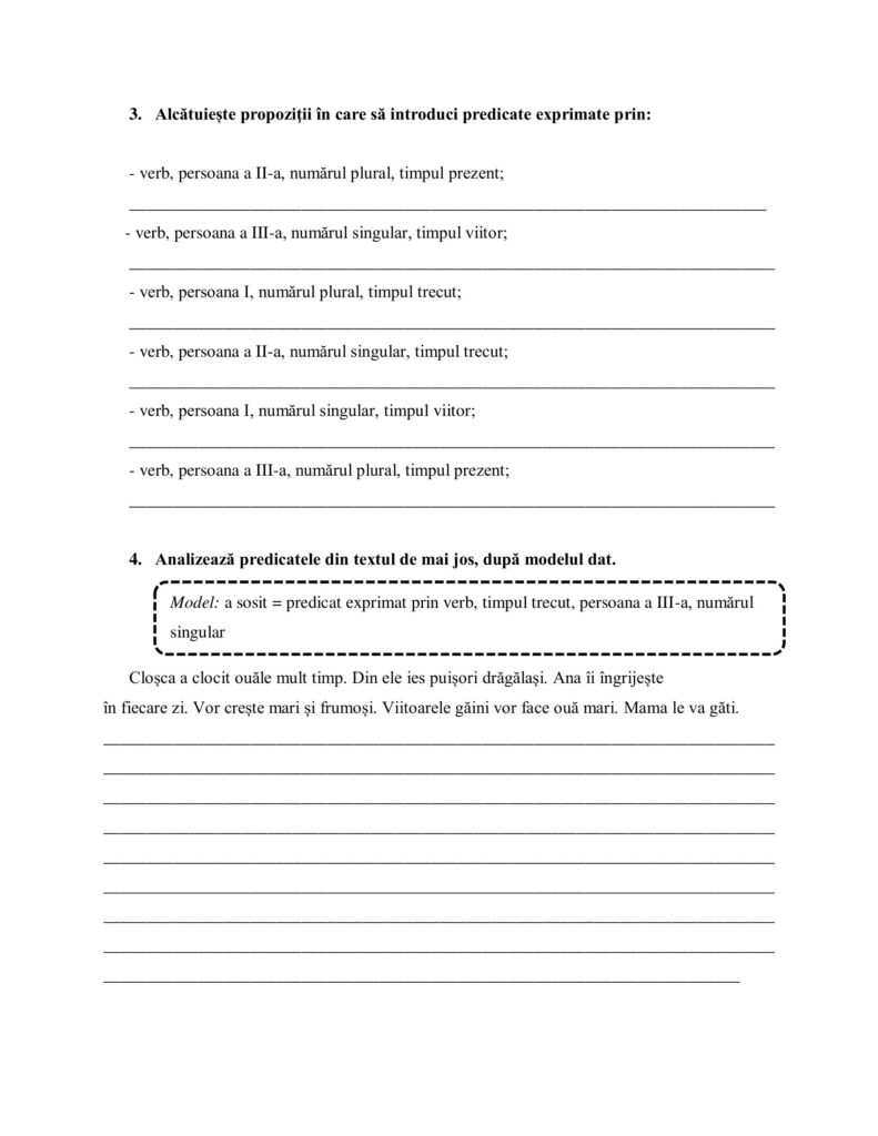 AcademiaABC – Fișă de lucru Clasa a IV-a Predicatul