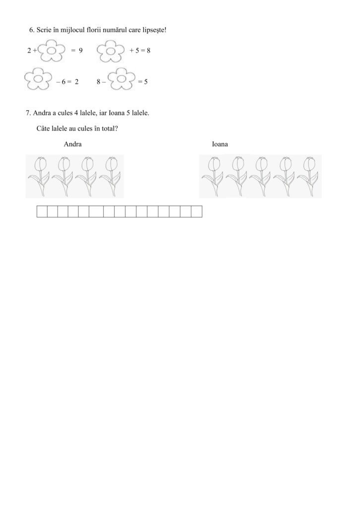 AcademiaABC – Fișă de lucru- Recapitulare Adunarea și scăderea numerelor 0-10