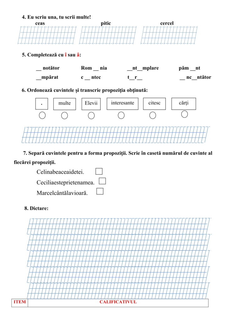 AcademiaABC – Evaluare Comunicare în limba română Clasa I