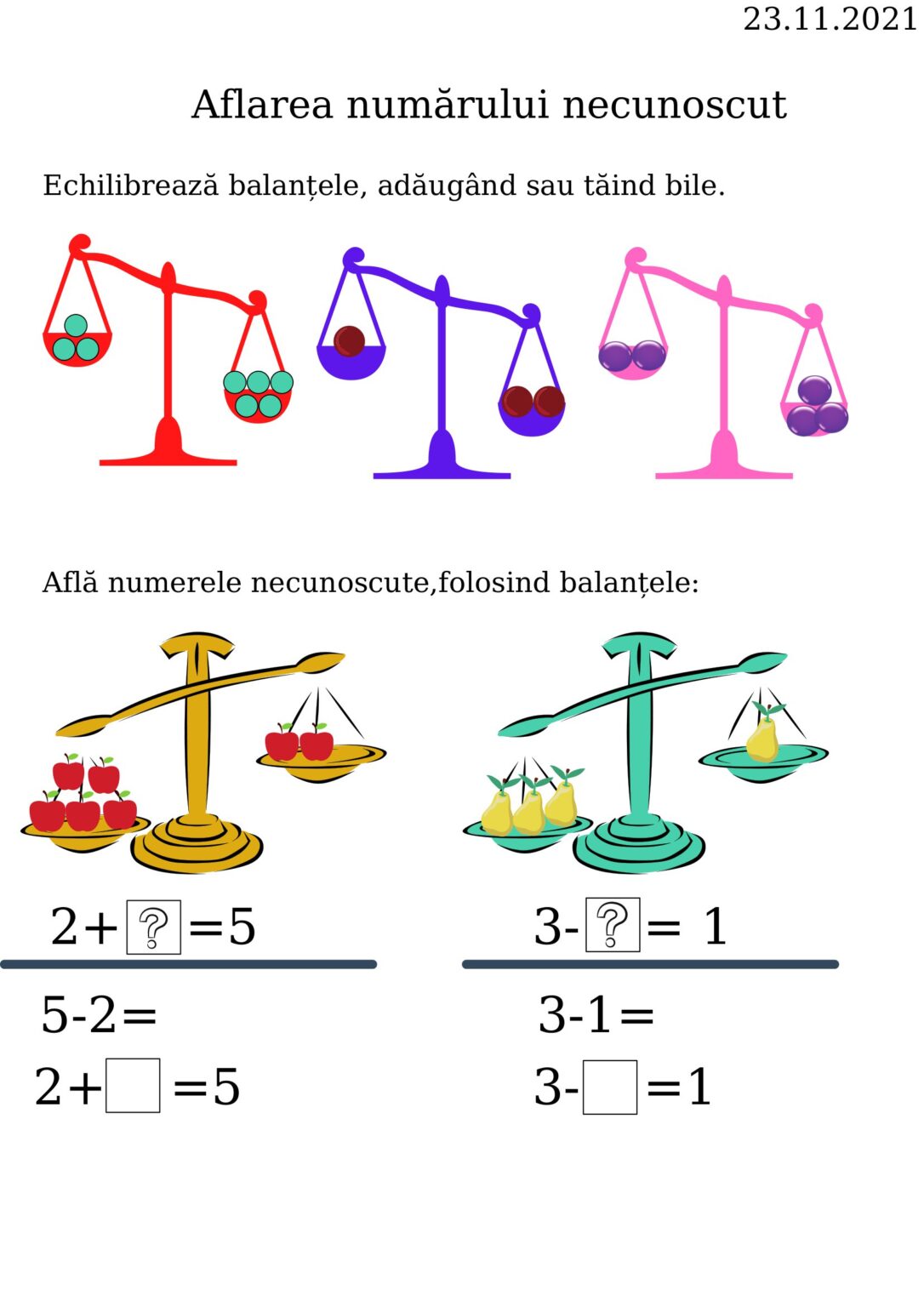 AcademiaABC – Fișă de lucru-Aflarea numărului necunoscut