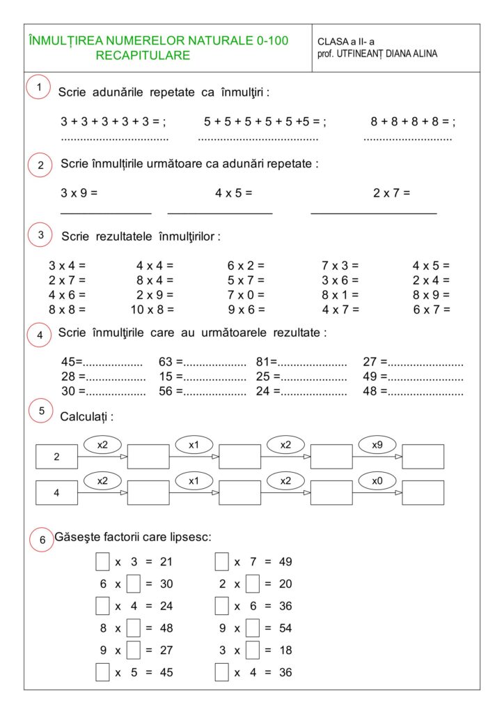 AcademiaABC – Înmulțirea numerelor naturale 0-100 Recapitulare