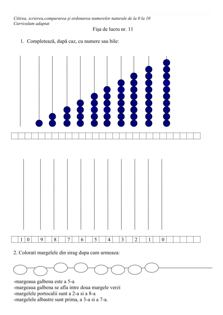 AcademiaABC – Fișe de lucru Matematică Clasa I Curriculum adaptat
