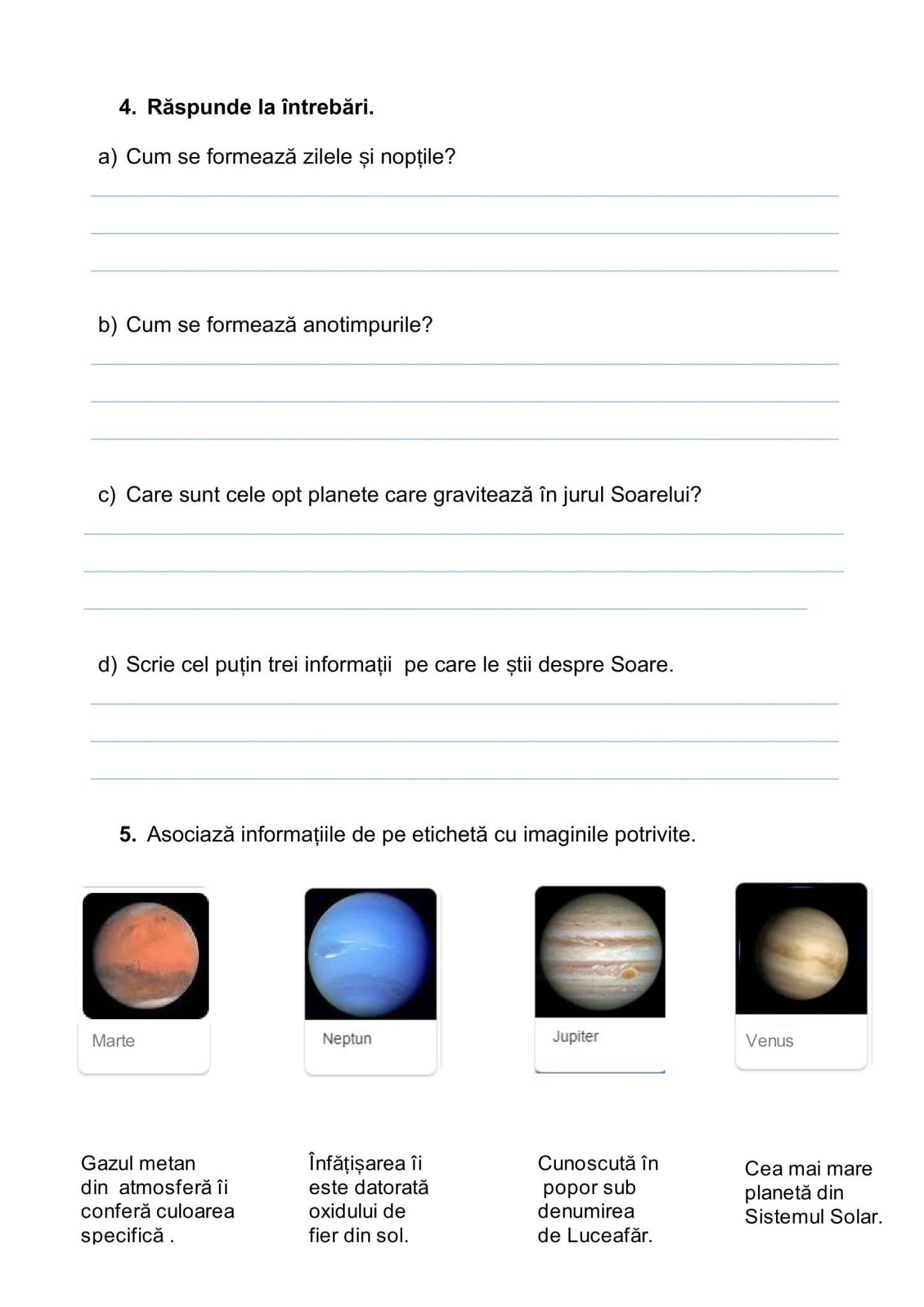 AcademiaABC – Fișă de lucru-Pământul și Sistemul Solar